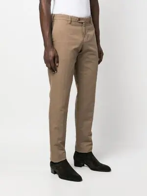 LARDINI Straight-leg Linen Trousers - Brown