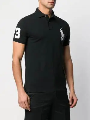 Polo Ralph Lauren Logo Embroidered Polo Shirt - Black