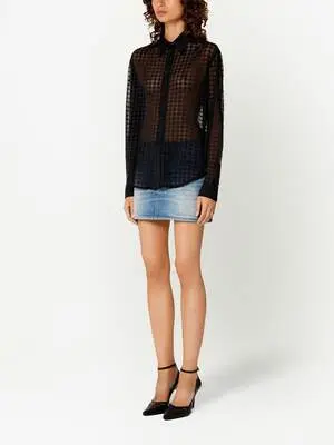 AMI Paris Semi-sheer Check Shirt