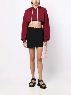 Monse Cropped Cotton Hoodie With Logo Detail
