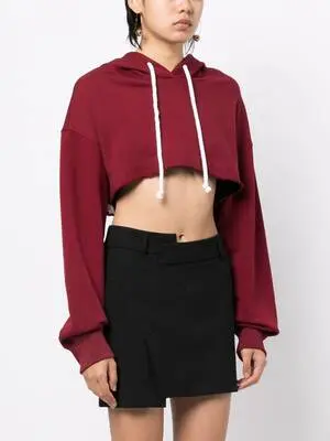 Monse Cropped Cotton Hoodie With Logo Detail