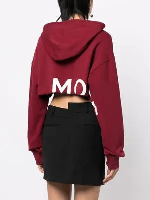 Monse Cropped Cotton Hoodie With Logo Detail