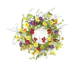 MELROSE Summer Garden Floral Wreath 20d - One-color