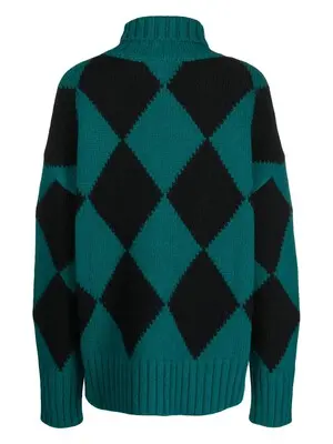 La DoubleJ Argyle Roll-neck Jumper
