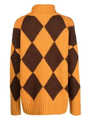 La DoubleJ Argyle Roll-neck Jumper