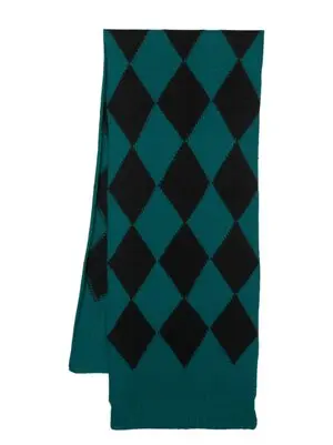 La DoubleJ Argyle-pattern Knitted Scarf - Black