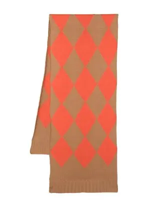 La DoubleJ Argyle-pattern Knitted Scarf - Brown