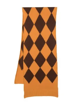 La DoubleJ Argyle-pattern Knitted Scarf - Yellow
