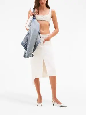 COURREGES Twill Suspender Midi Skirt