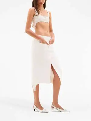 COURREGES Twill Suspender Midi Skirt
