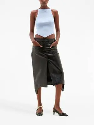 COURREGES Pointy Rib-knit Tank Top - Blue
