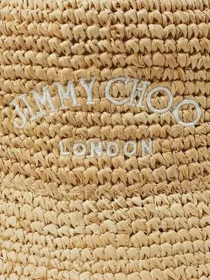 JIMMY CHOO Atena Embroidered-logo Raffia Hat