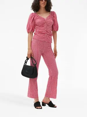 GANNI Check-print Flared Trousers