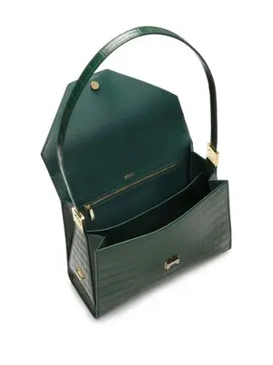 Bally Crocodile-effect Leather Shoulder Bag