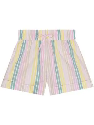 GANNI Striped Organic Cotton Shorts - Pink