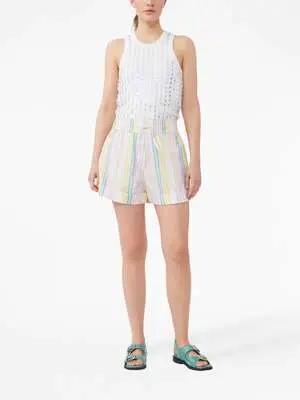 GANNI Striped Organic Cotton Shorts - Pink
