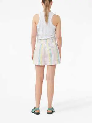 GANNI Striped Organic Cotton Shorts - Pink