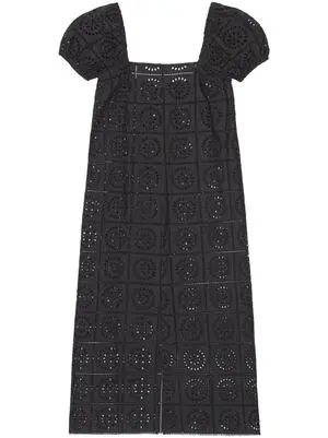 GANNI Broderie Anglaise Midi Dress - Black