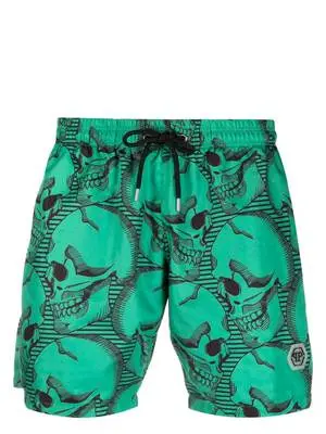 Philipp Plein Skull-print Swim Shorts - Green