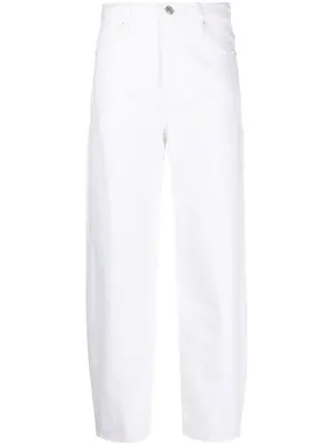 FRAME High-rise Barrel Jeans - White