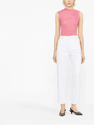 FRAME High-rise Barrel Jeans - White