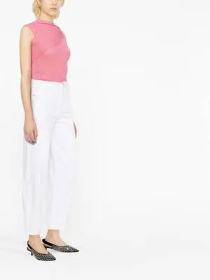 FRAME High-rise Barrel Jeans - White