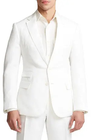 Ralph Lauren Kent Herringbone Cotton & Linen Sport Coat Lux Cream