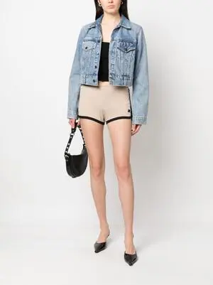 COURREGES Contrasting-trim Logo Shorts - Neutrals