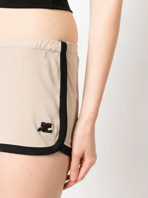 COURREGES Contrasting-trim Logo Shorts - Neutrals