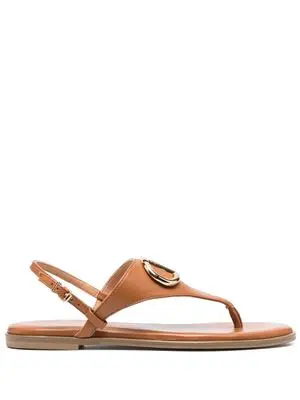TWINSET Logo-engraved Leather Sandals - Brown