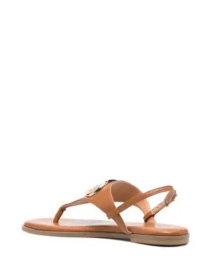TWINSET Logo-engraved Leather Sandals - Brown