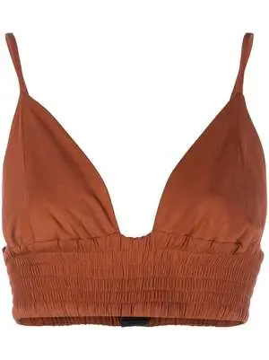 Federica Tosi Federica Tosi Triangle-cup Shirred Top Brown
