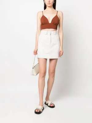 Federica Tosi Triangle-cup Shirred Top - Brown