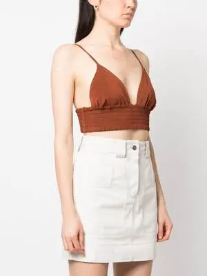 Federica Tosi Triangle-cup Shirred Top - Brown