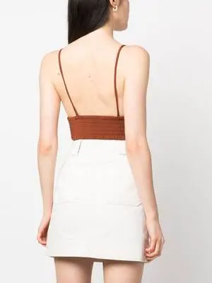 Federica Tosi Triangle-cup Shirred Top - Brown