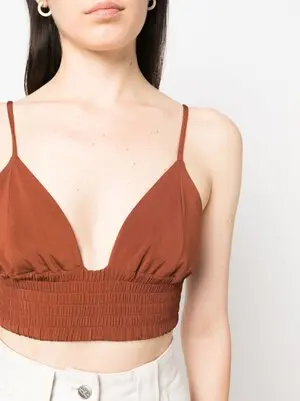 Federica Tosi Triangle-cup Shirred Top - Brown