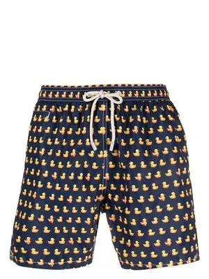 MC2 SAINT BARTH Lighting Animal-print Swim Shorts - Blue