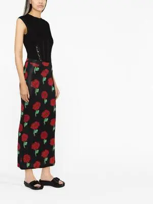 Versace High-waisted Floral-print Skirt