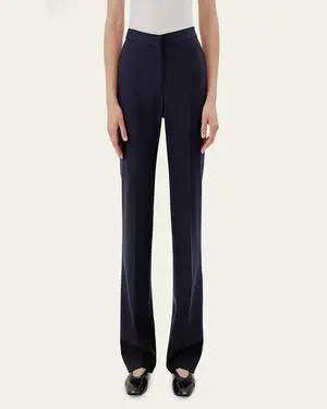 Another Tomorrow Merino Wool Classic Trouser Pants - Navy