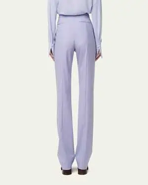 Another Tomorrow Merino Wool Classic Trouser Pants - Navy