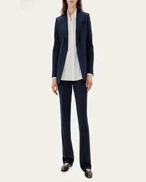 Another Tomorrow Merino Wool Classic Trouser Pants - Navy