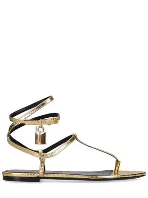 TOM FORD 10mm Padlock Croc Embossed Leather Flats - Gold