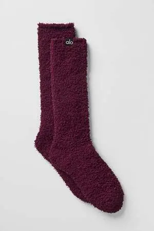 Alo Yoga Plush Crew Socks - Burgundy