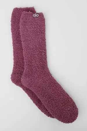 Alo Yoga Plush Crew Socks Soft Mulberry