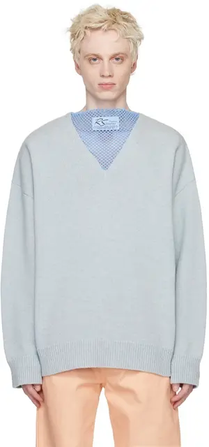 Raf Simons Raf Simons Blue Paneled Sweater - Light Blue