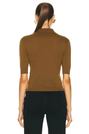 Saint Laurent Short Sleeve Polo Shirt - Khaki