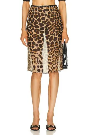 Saint Laurent Midi Skirt In Brown