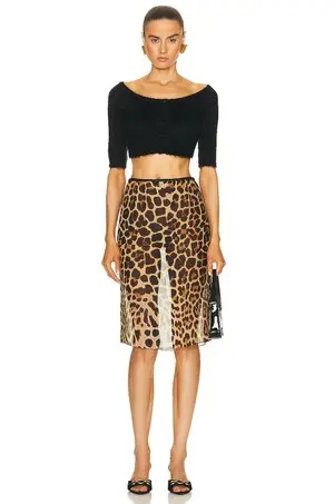 Saint Laurent Midi Skirt In Brown
