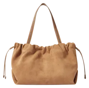 Brunello Cucinelli Leather-trimmed Bead-embellished Suede Tote