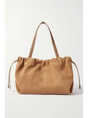 Brunello Cucinelli Leather-trimmed Bead-embellished Suede Tote